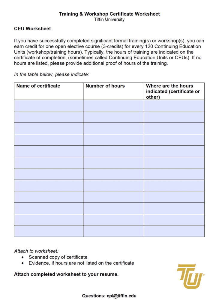 Credit for Prior Learning Step-by-Step | Tiffin University