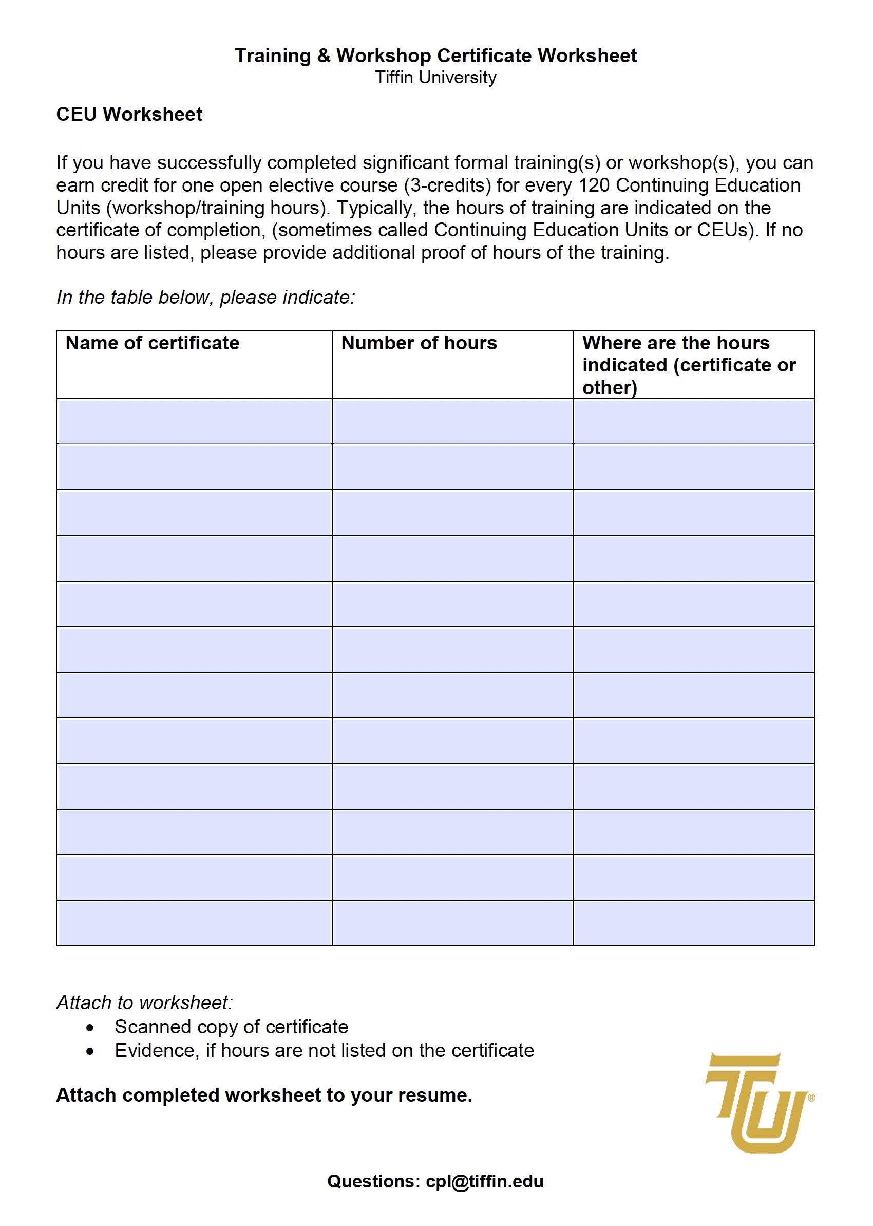 Credit for Prior Learning Step-by-Step | Tiffin University